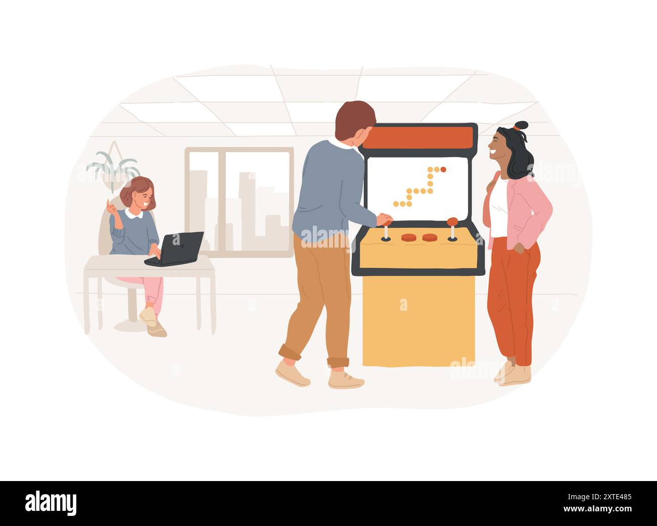 Arcades in the office isolated cartoon vector illustrations Stock ...