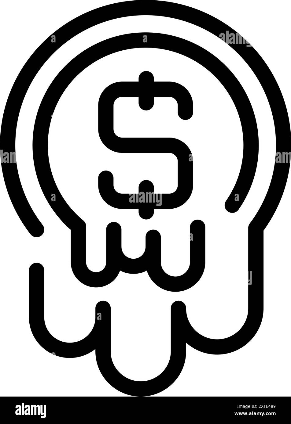Minimalist vector illustration depicting a dollar coin melting ...