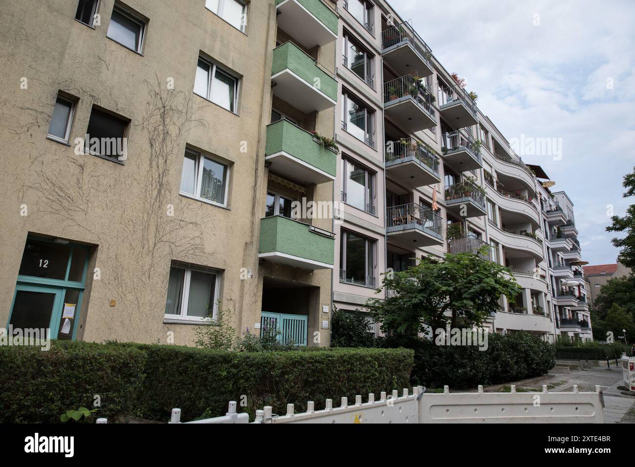 Apartment buildings on Gierkezeile Street in Berlin, Germany, August 14 ...
