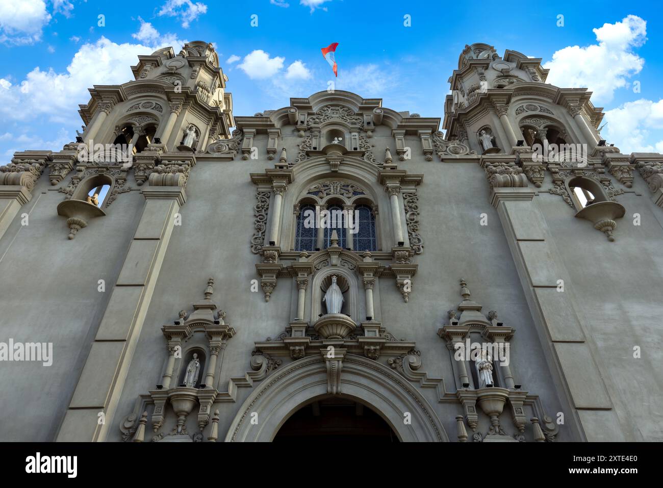 Lima, Peru, Church of Virgen Milagrosa in Miraflores in front of ...