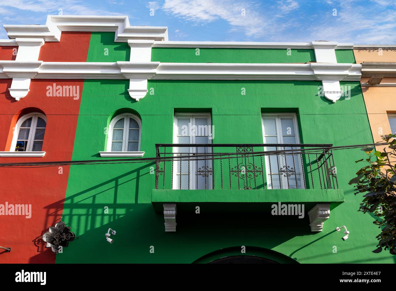 Lima, Peru, old city streets and colorful colonial buildings in ...
