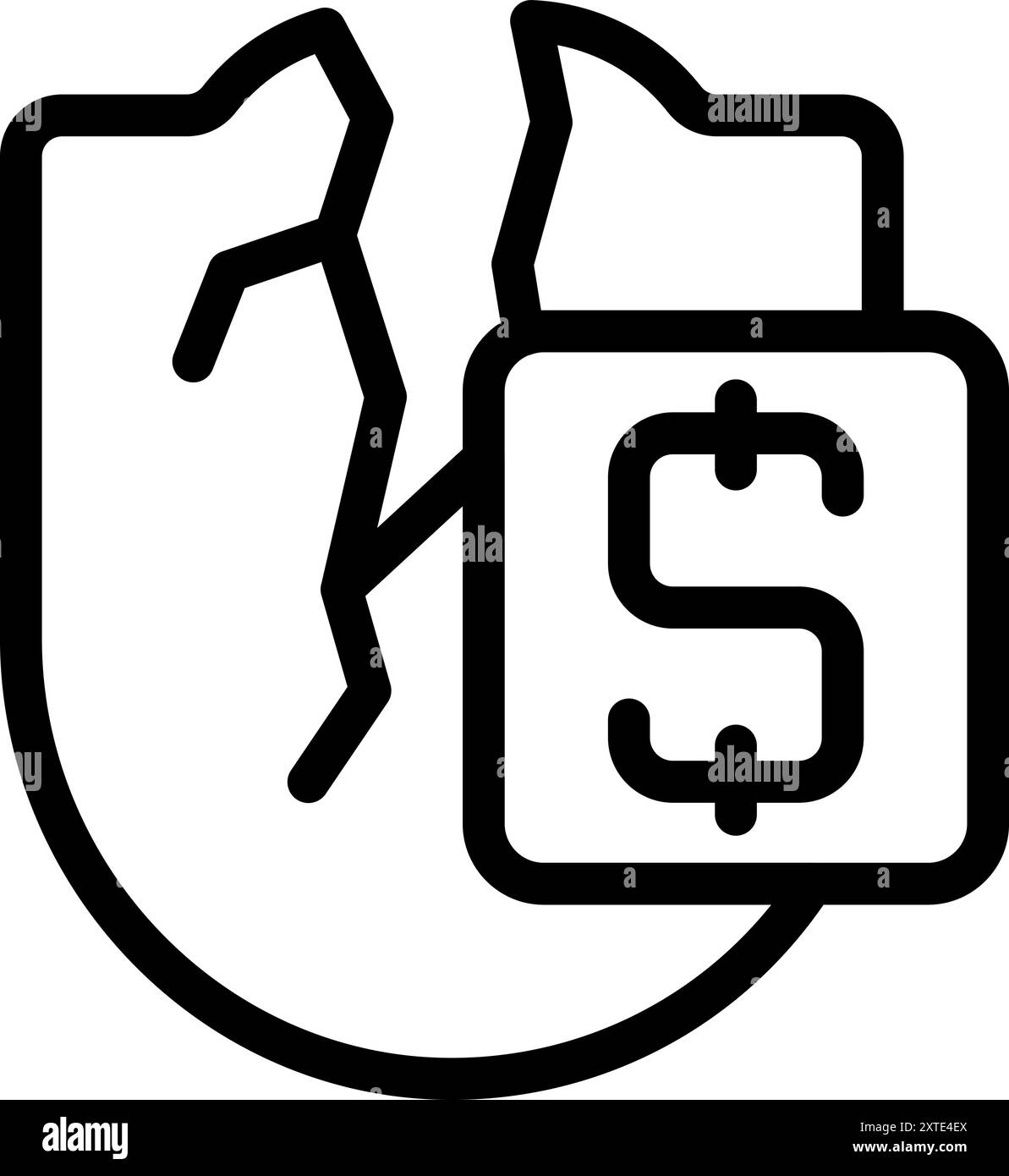 Simple vector icon of a broken piggy bank, representing losing money ...