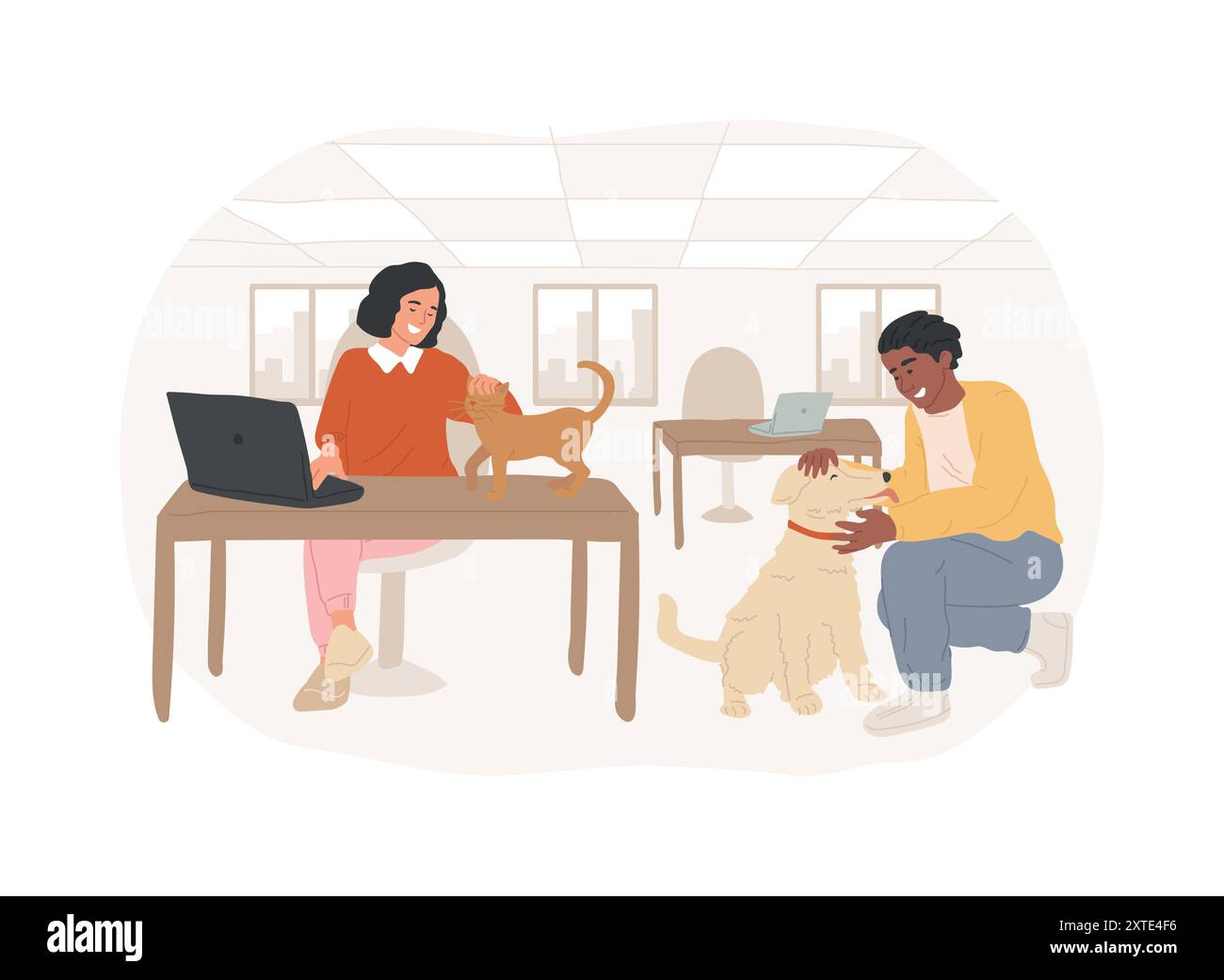Pet-friendly office isolated cartoon vector illustrations Stock Vector ...