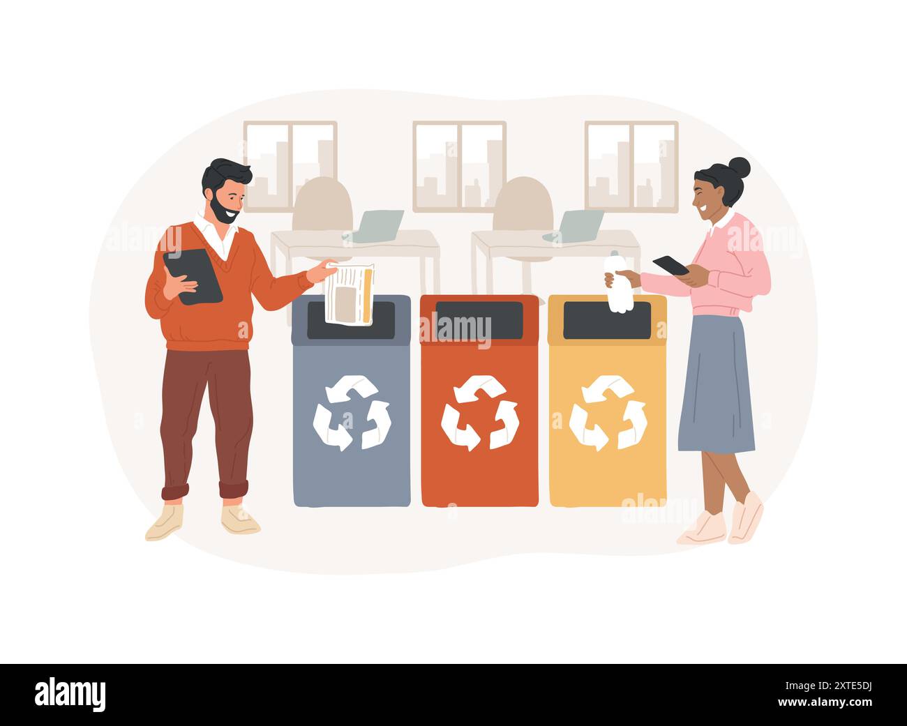 Recycling station isolated cartoon vector illustrations Stock Vector ...