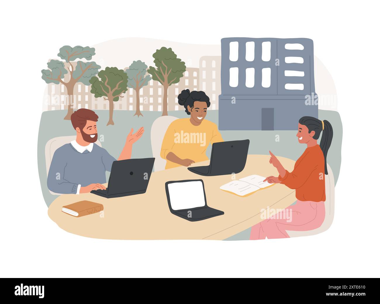 Outdoor office isolated cartoon vector illustrations Stock Vector Image ...