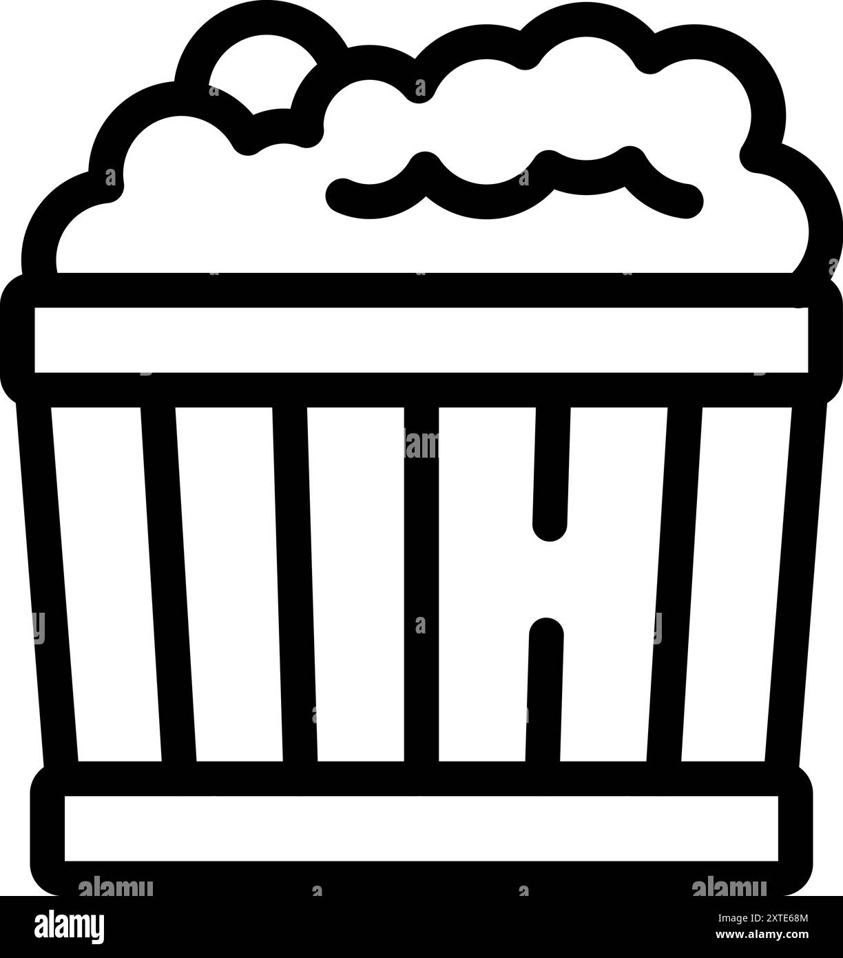 Minimalist icon of a wooden bucket typically used in saunas, filled ...