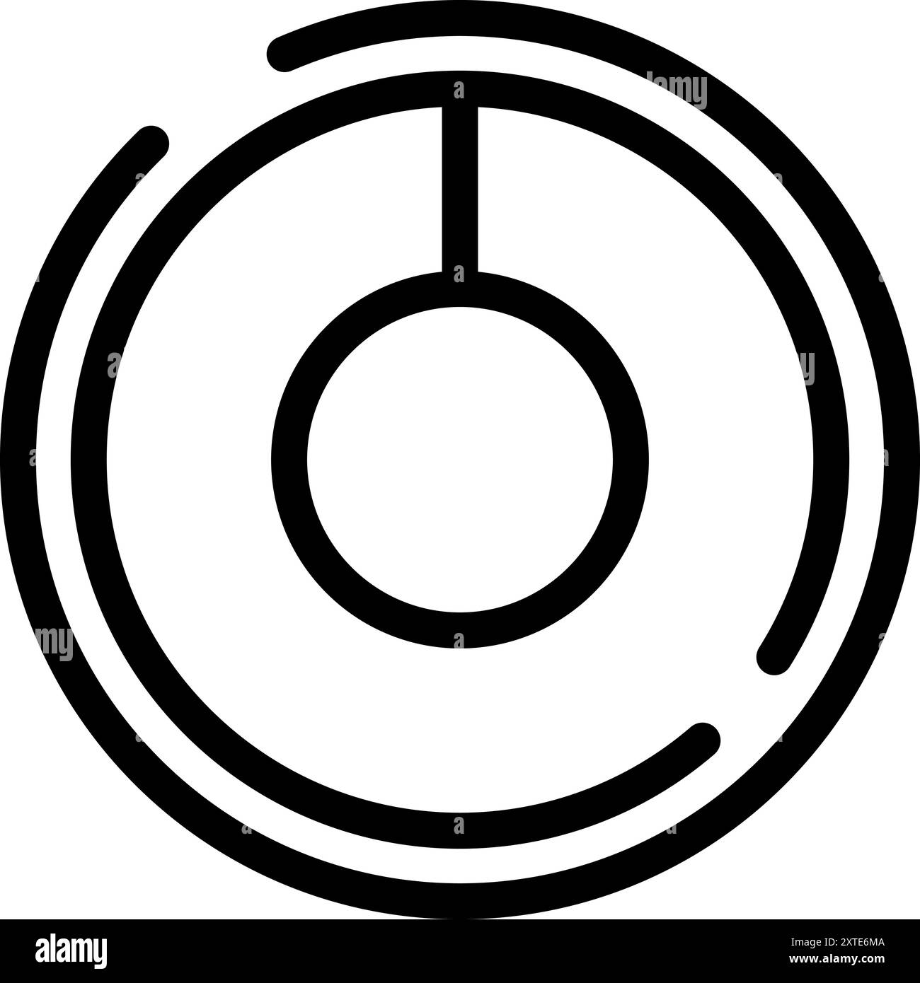 Abstract circular symbol with circle inside and lines rotating around ...