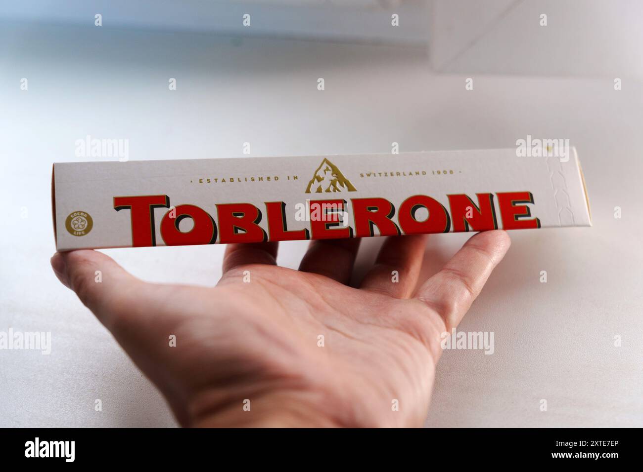 Tyumen, Russia-June 20, 2024: Toblerone white Chocolate Bar. Toblerone ...