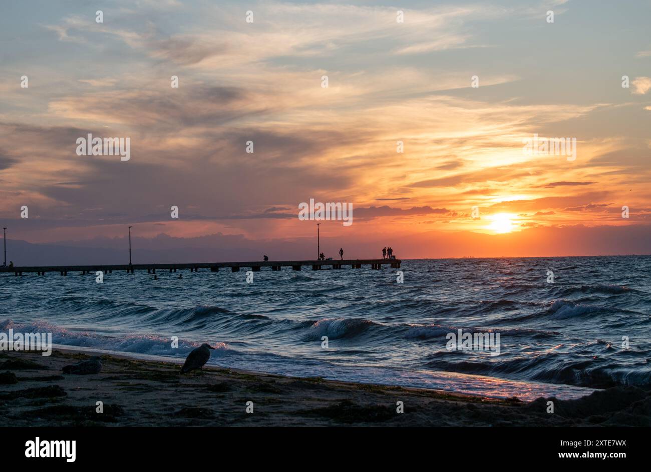 Sunset and waves of ocean , Golden hour Stock Photo - Alamy