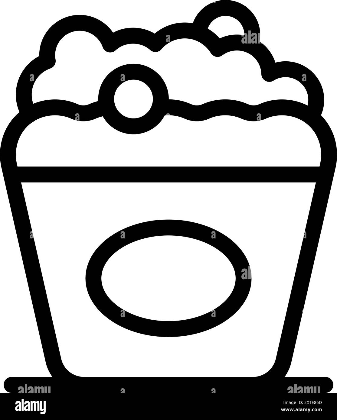 Black and white icon of a bucket filled with soapy water for household ...