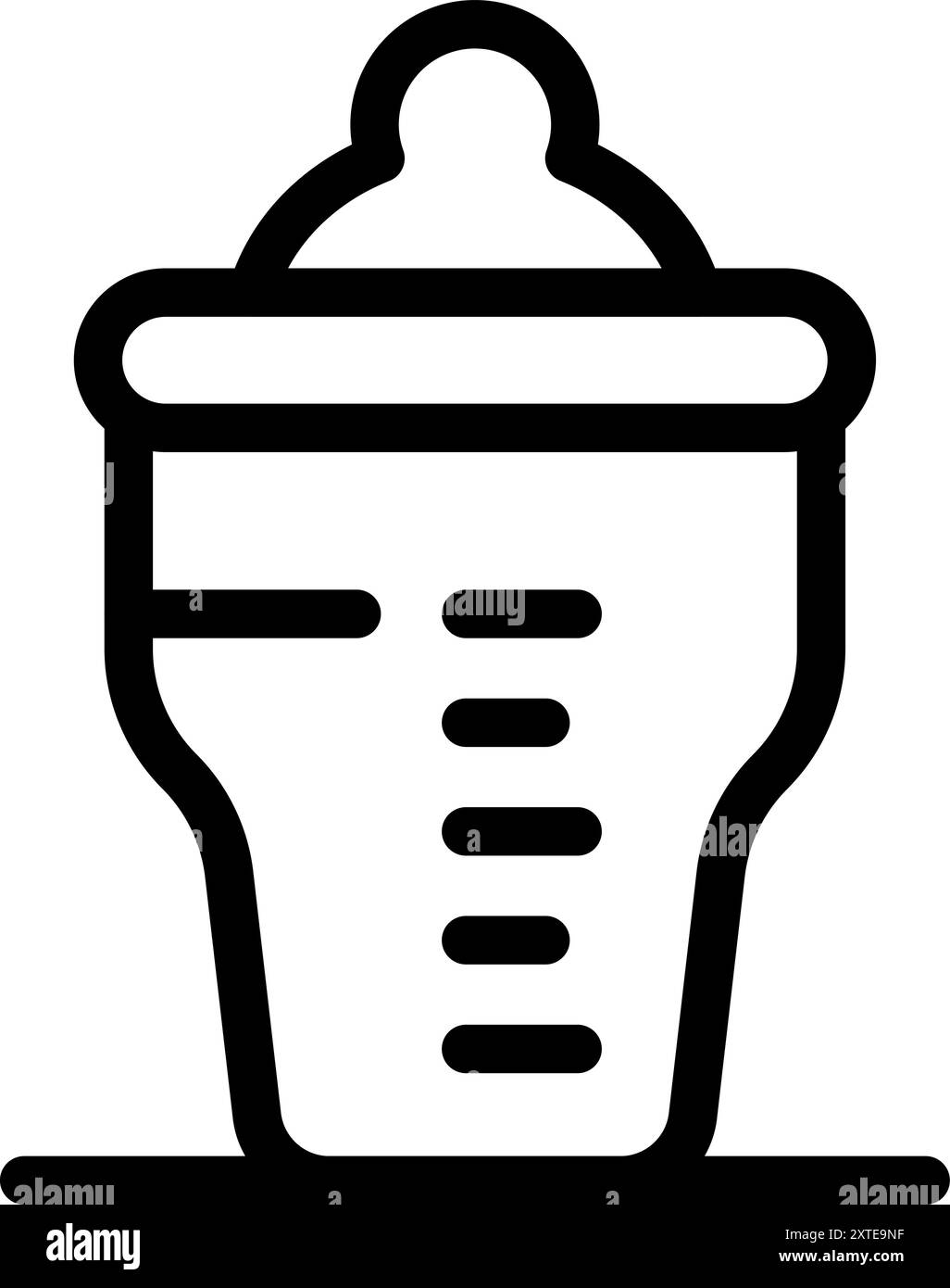 Simple and minimal line icon of a baby bottle, featuring clearly marked ...