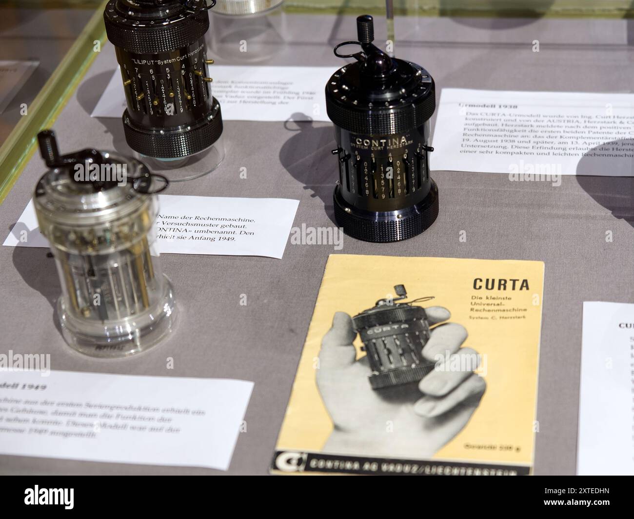 Vaduz, Liecthenstein - 3 Jan 2023: Exhibition of Curta mechanical ...