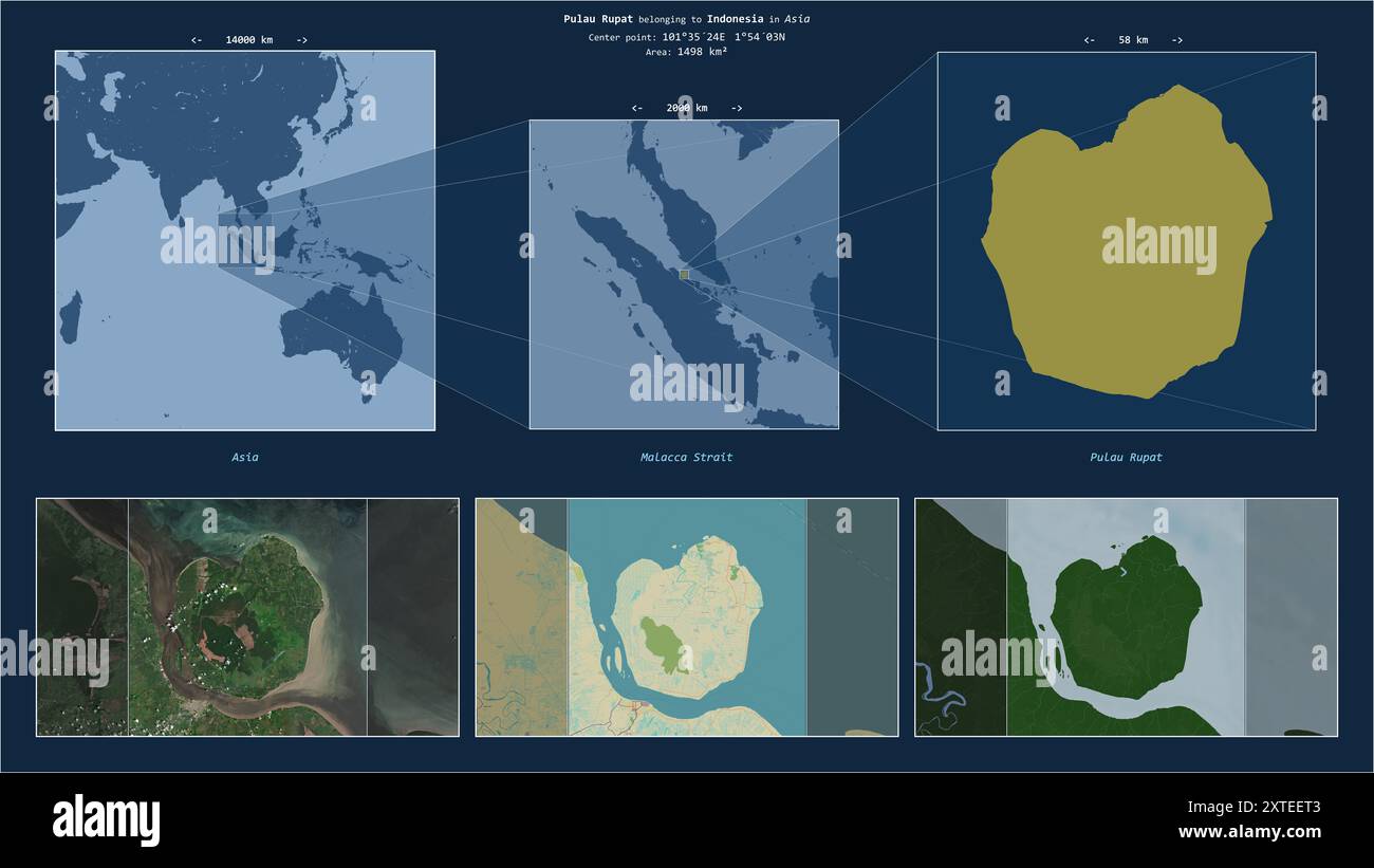 Pulau Rupat in the Malacca Strait - belonging to Indonesia. Described ...