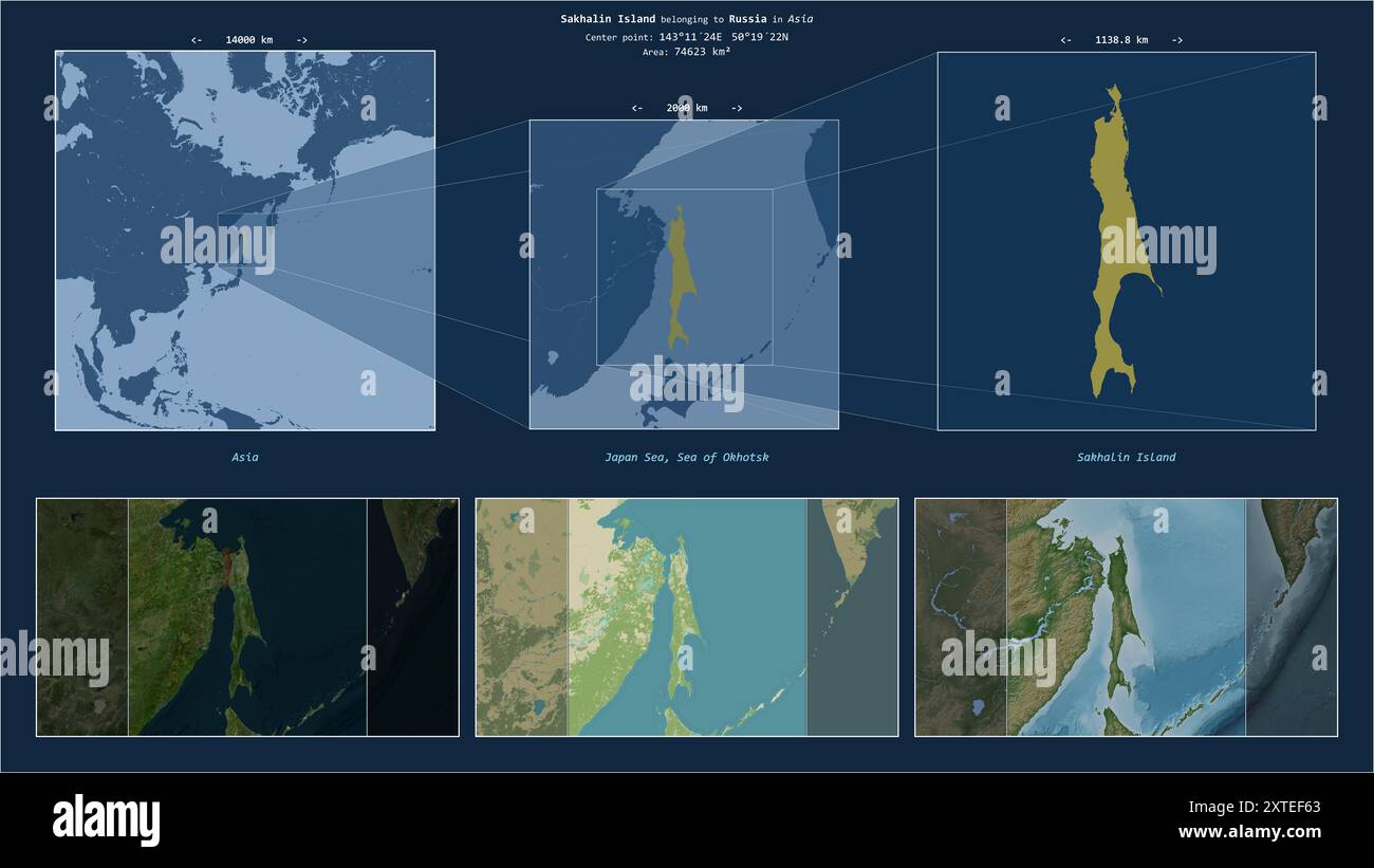 Sakhalin Island in the Japan Sea - belonging to Russia. Described ...