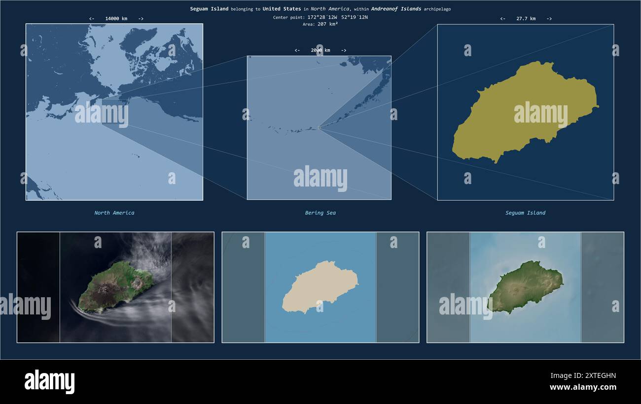 Seguam Island in the Bering Sea - belonging to United States. Described ...