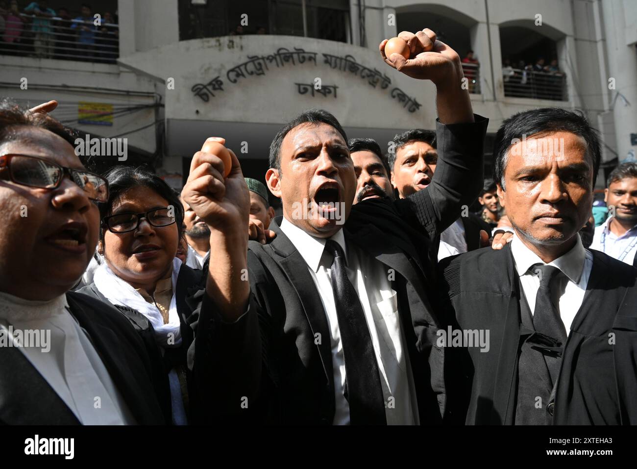 Lawyers shout slogan at Chief Metropolitan Magistrate Court during ...
