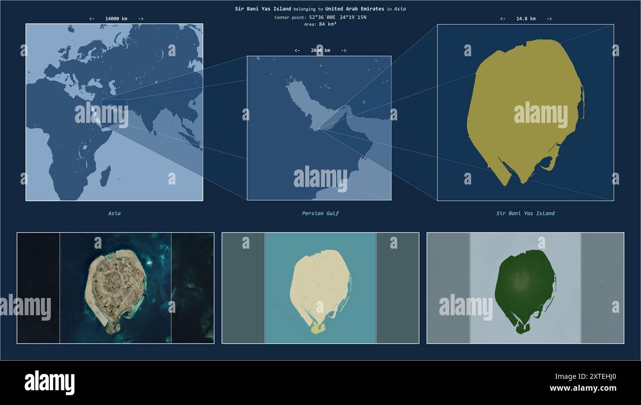 Sir Bani Yas Island in the Persian Gulf - belonging to United Arab ...
