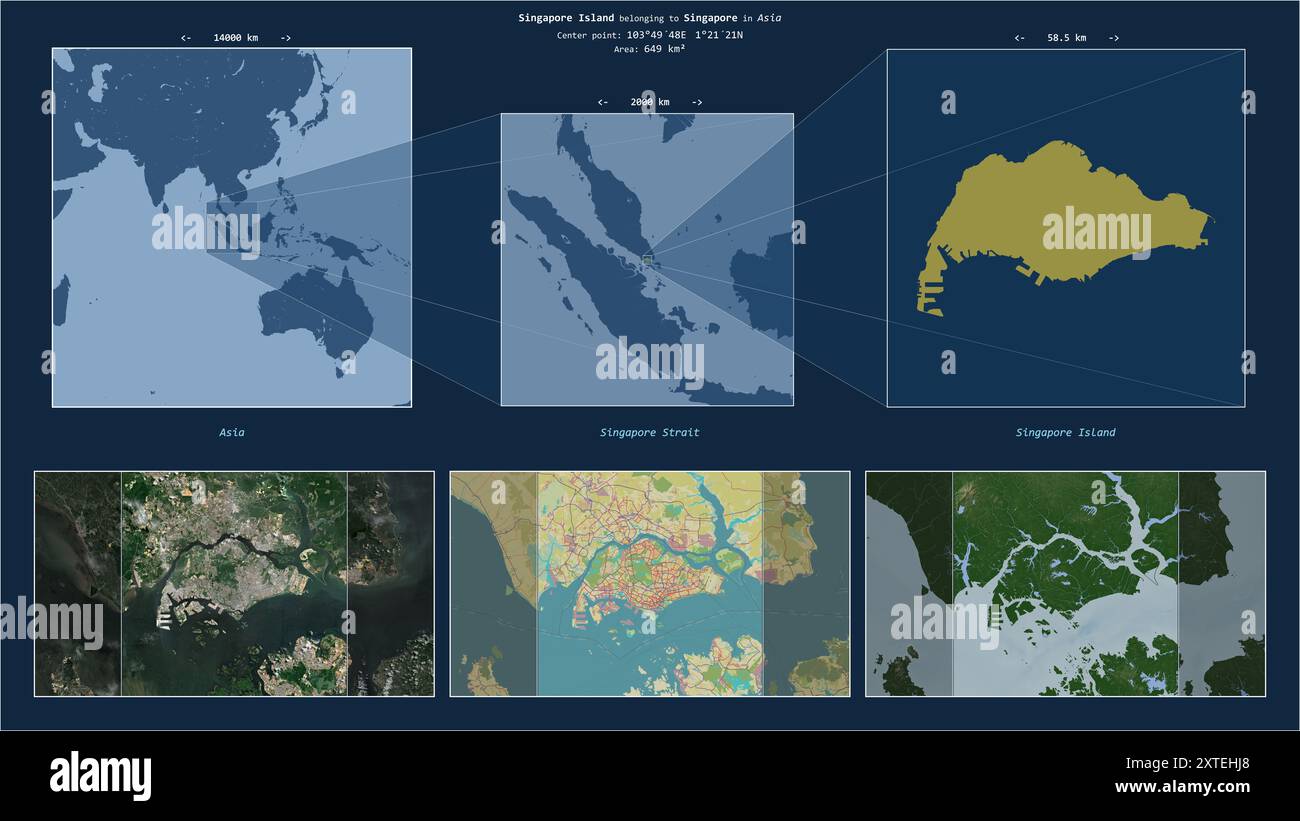Singapore Island in the Singapore Strait - belonging to Singapore. Described location diagram ...