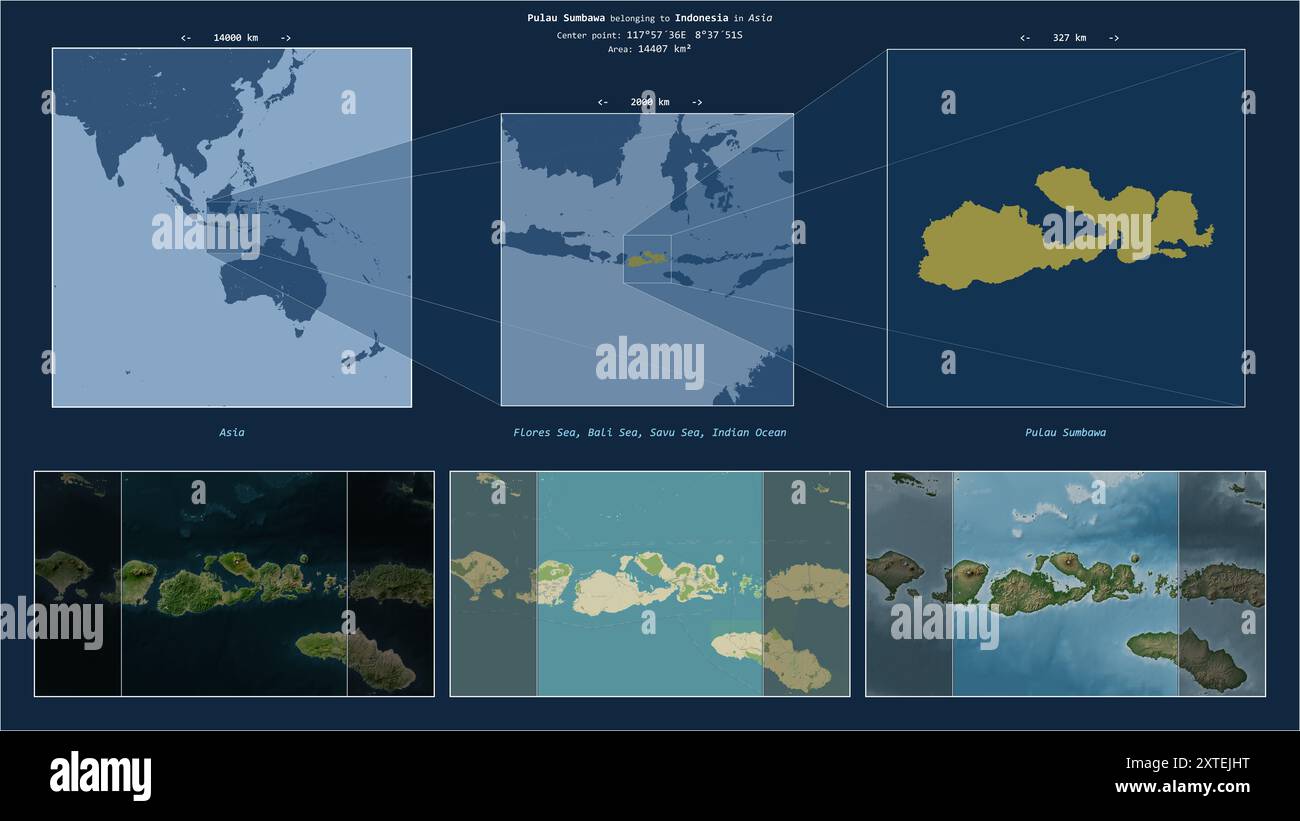Pulau Sumbawa in the Bali Sea - belonging to Indonesia. Described ...