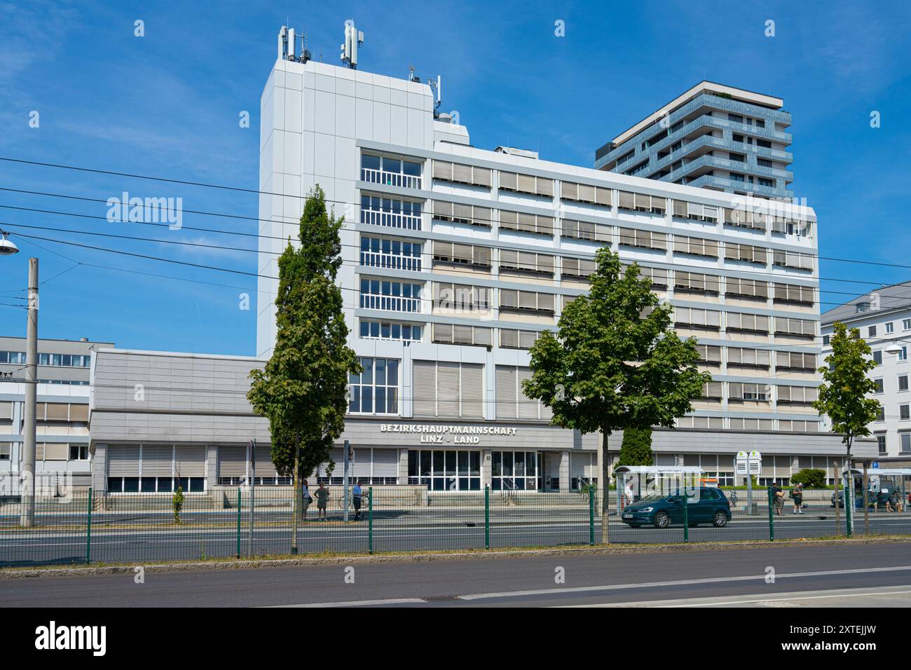 Linz, Austria. August 12, 2024. External view of the palace of the Linz ...