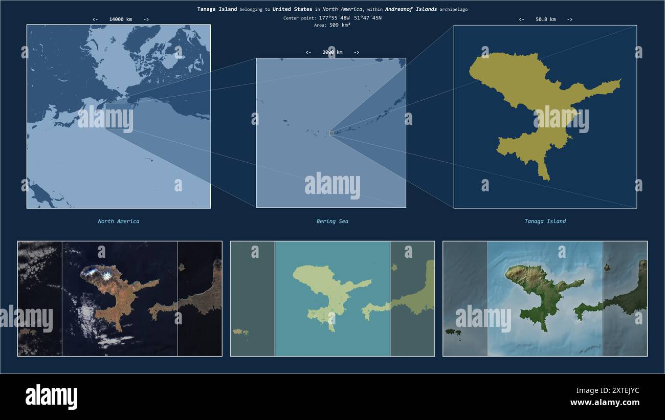 Tanaga Island in the Bering Sea - belonging to United States. Described ...