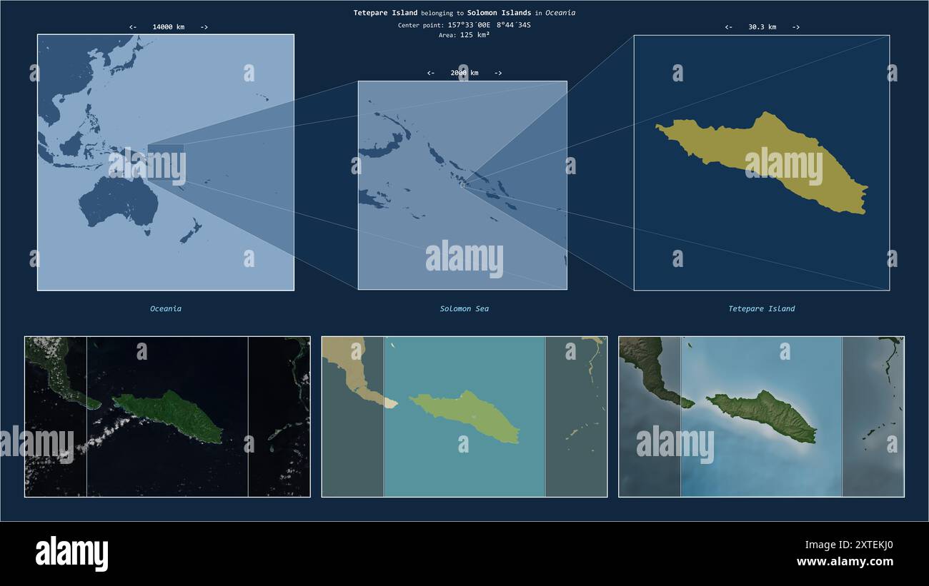 Tetepare Island in the Solomon Sea - belonging to Solomon Islands. Described location diagram ...