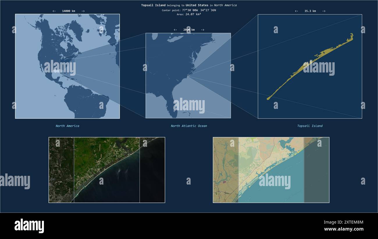Topsail Island in the North Atlantic Ocean - belonging to United States ...