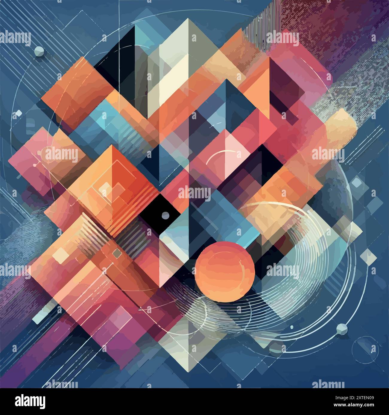 Design a geometric abstract background with overlapping shapes and ...