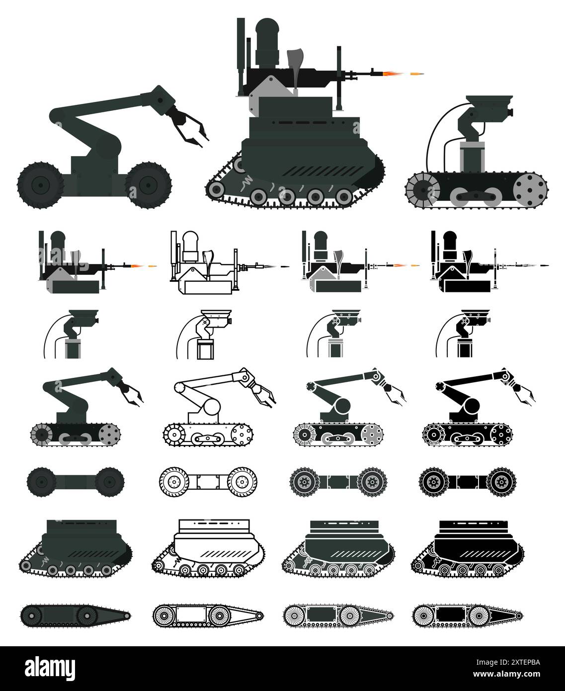 Unmanned ground vehicle UGV patrol robot vector illustration Stock ...