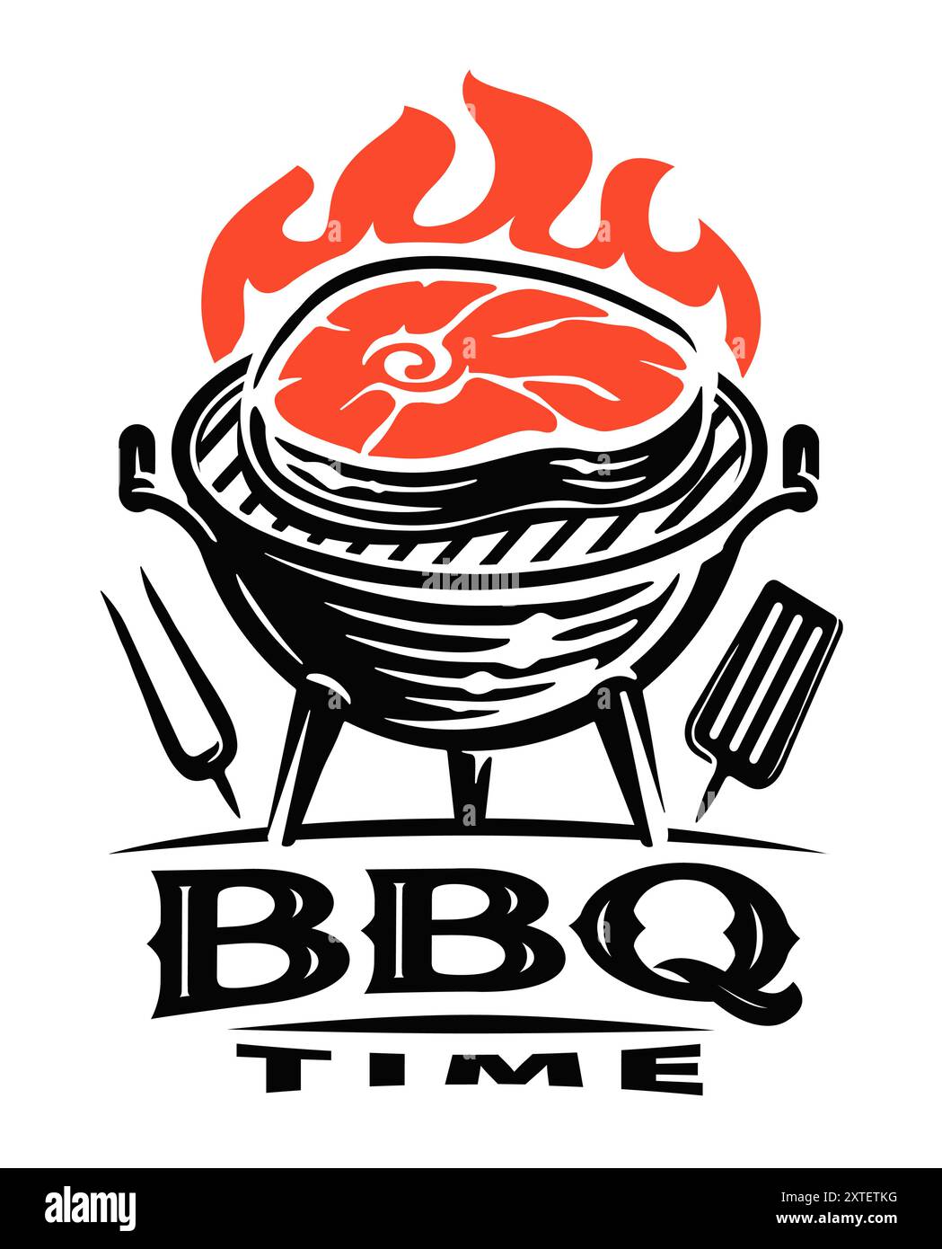 Bbq and grill banner vector illustration. Barbecue label, emblem and ...
