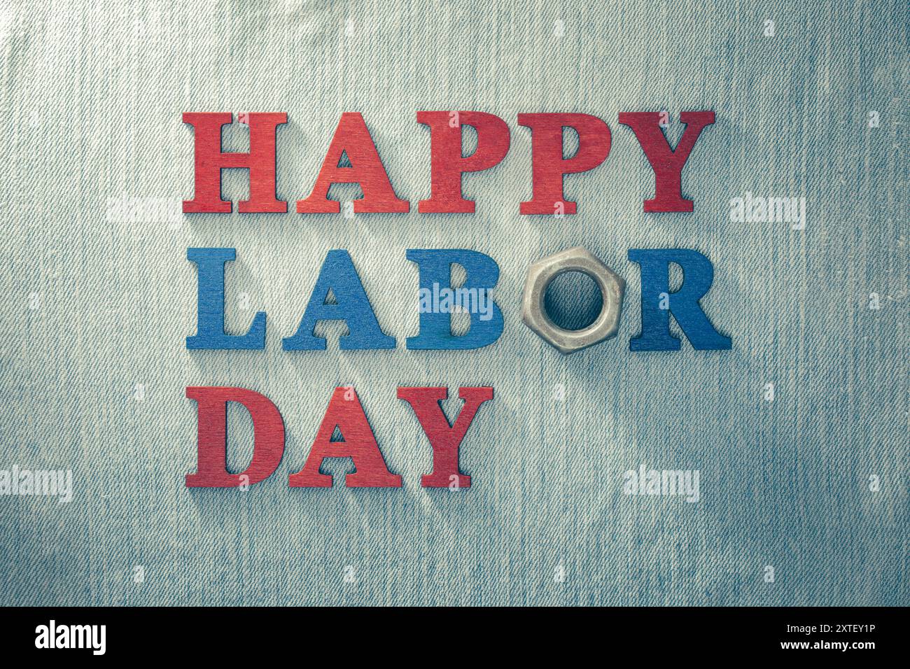 Worn and weathered tools with Happy Labor Day text, celebrating ...