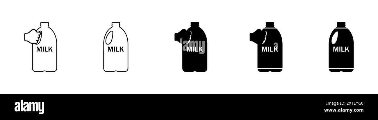 Gallon of milk vector icon. Hand holding a bottle of milk vector ...