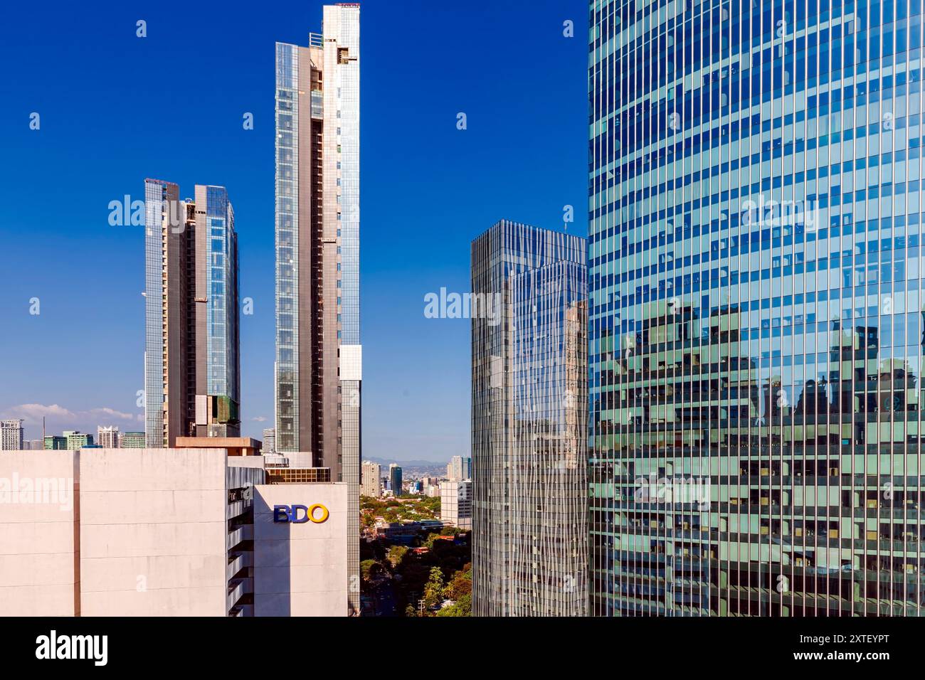Makati city landscape, buildings, architecture and skyline around Ayala ...