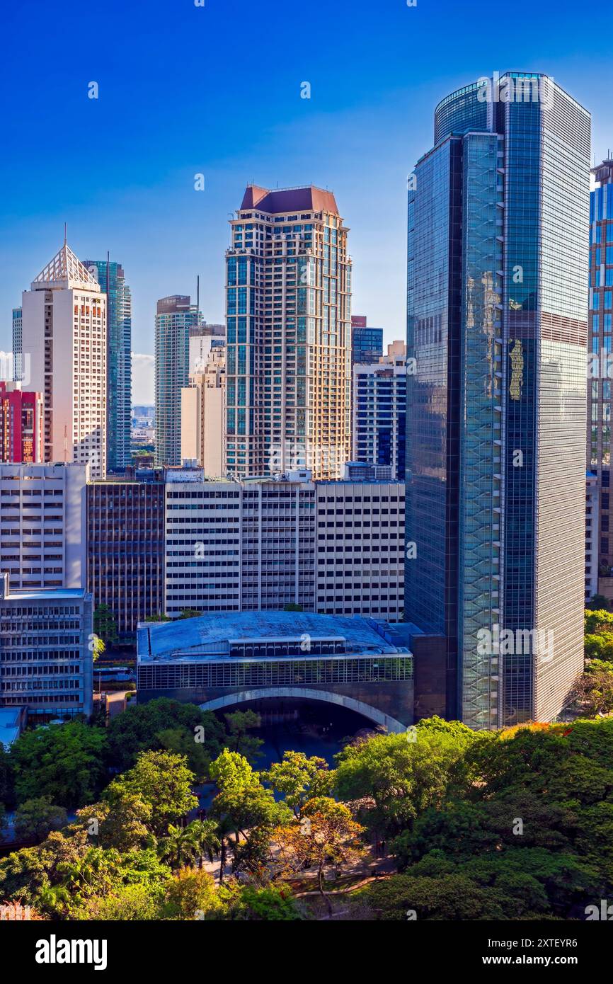 Makati city landscape, buildings, architecture and skyline around Ayala ...