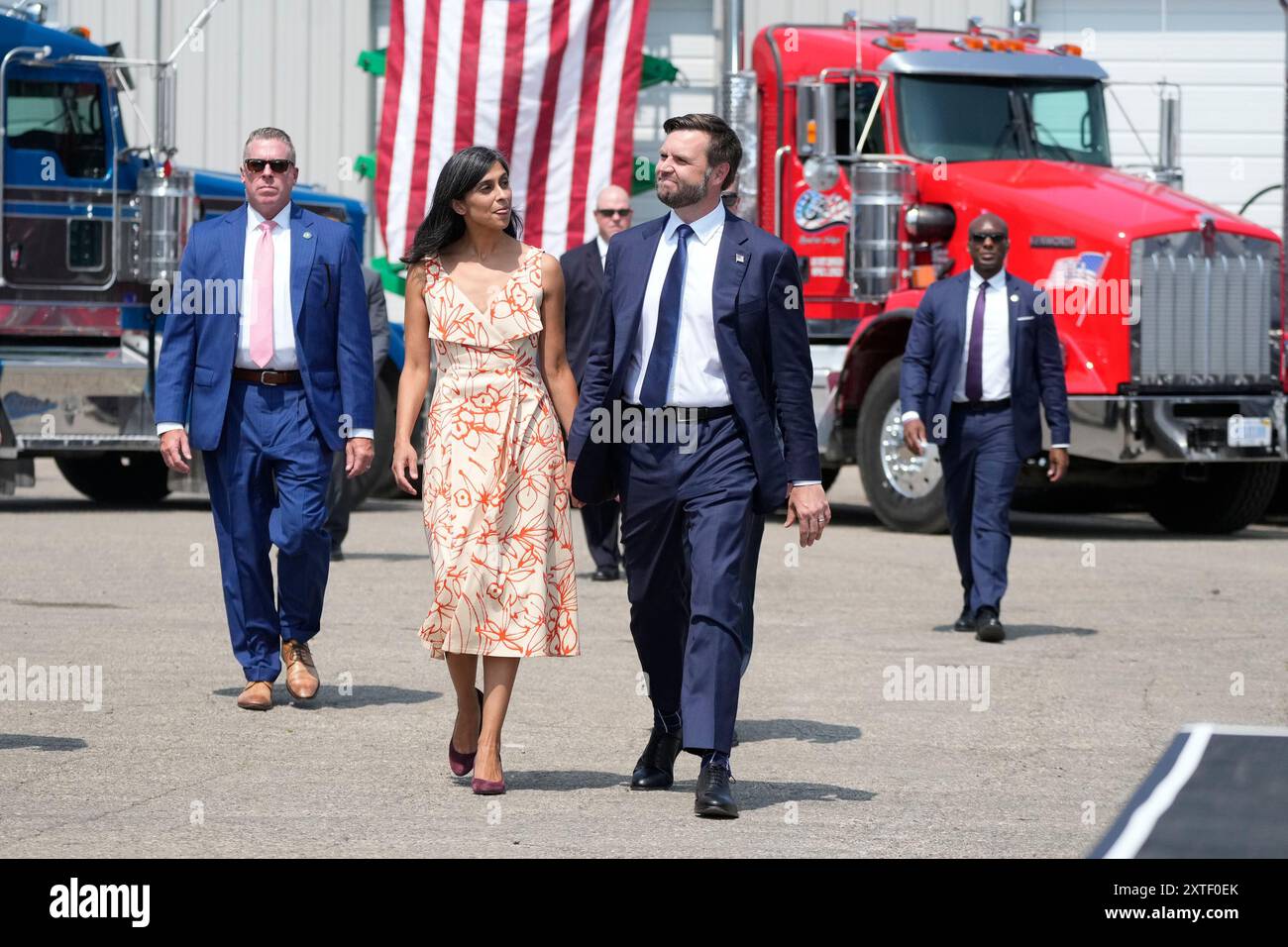 Republican vice presidential nominee Sen. JD Vance, R-Ohio walks with ...