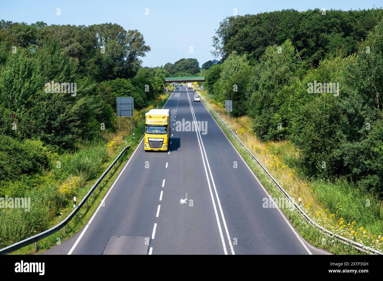Lastrup, Lower Saxony, Germany, June 15, 2024 - The E233 highway with a ...