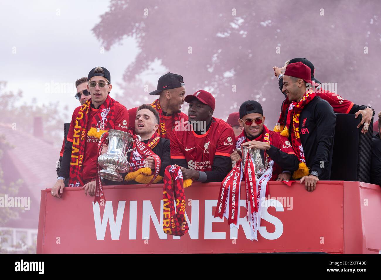 Liverpool Football Club victory parade through the streets of the city ...