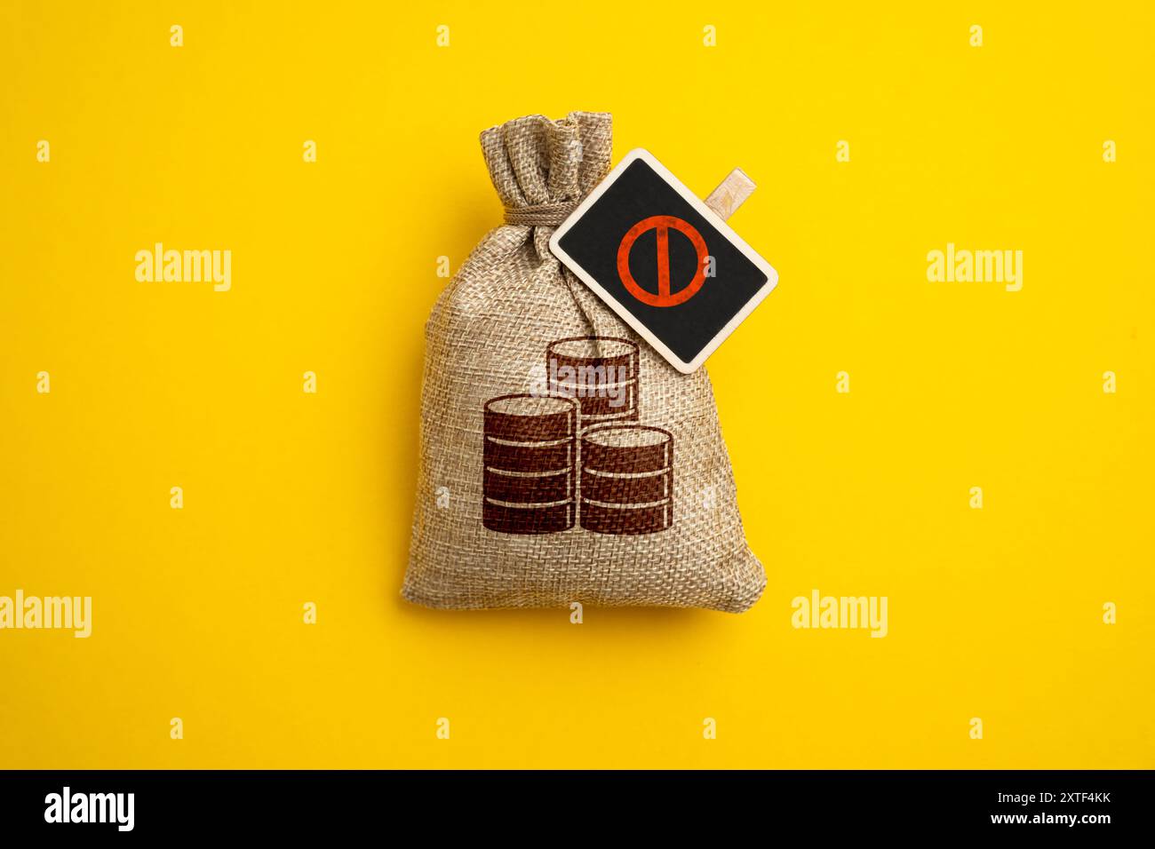 Money bag and NO sign. Freezing money. Blocking the account. Seizure of ...