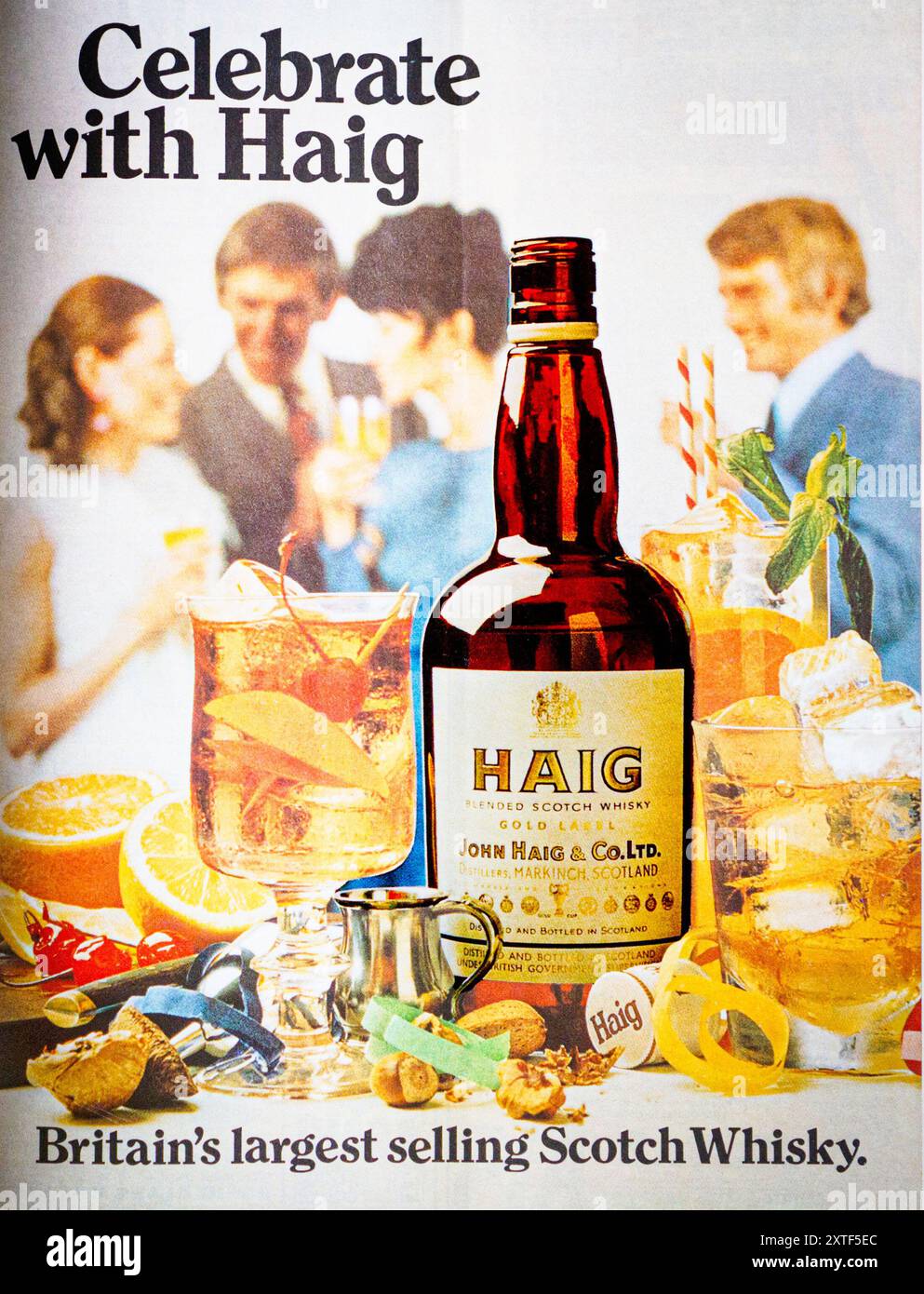 A vintage 1969 advertisement for Haig, blended scotch whisky, 'Britains ...