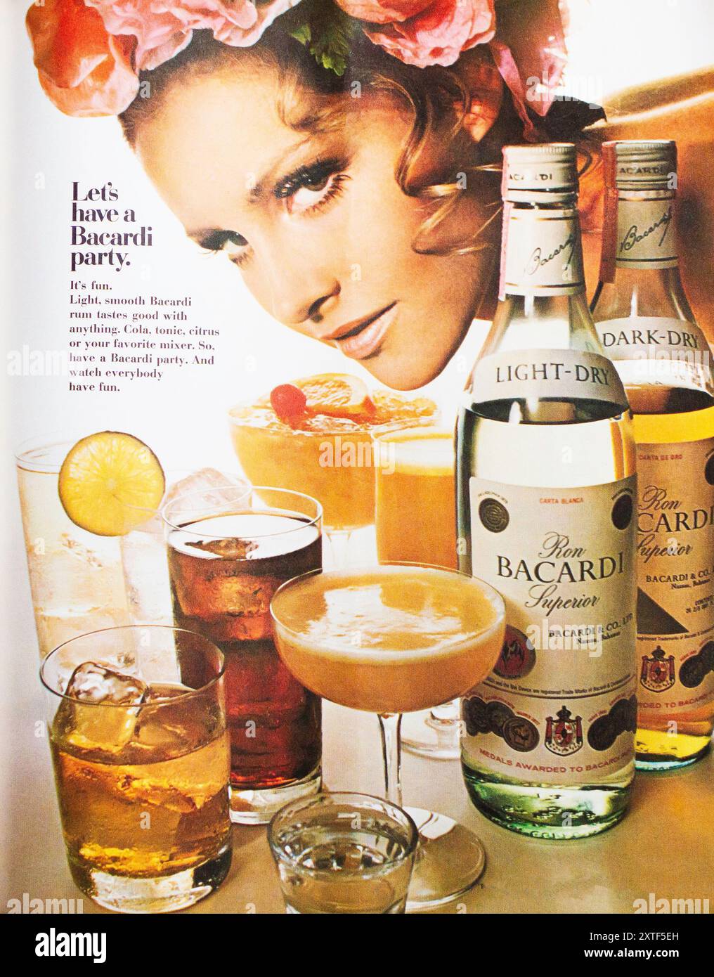 A vintage 1969 advertisement for Bacardi Rum Stock Photo - Alamy