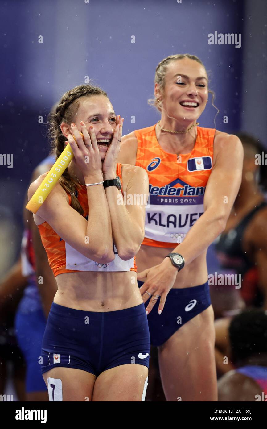PARIS, FRANCE - AUGUST 03: Lieke Klaver of the Netherlands, Femke Bol ...