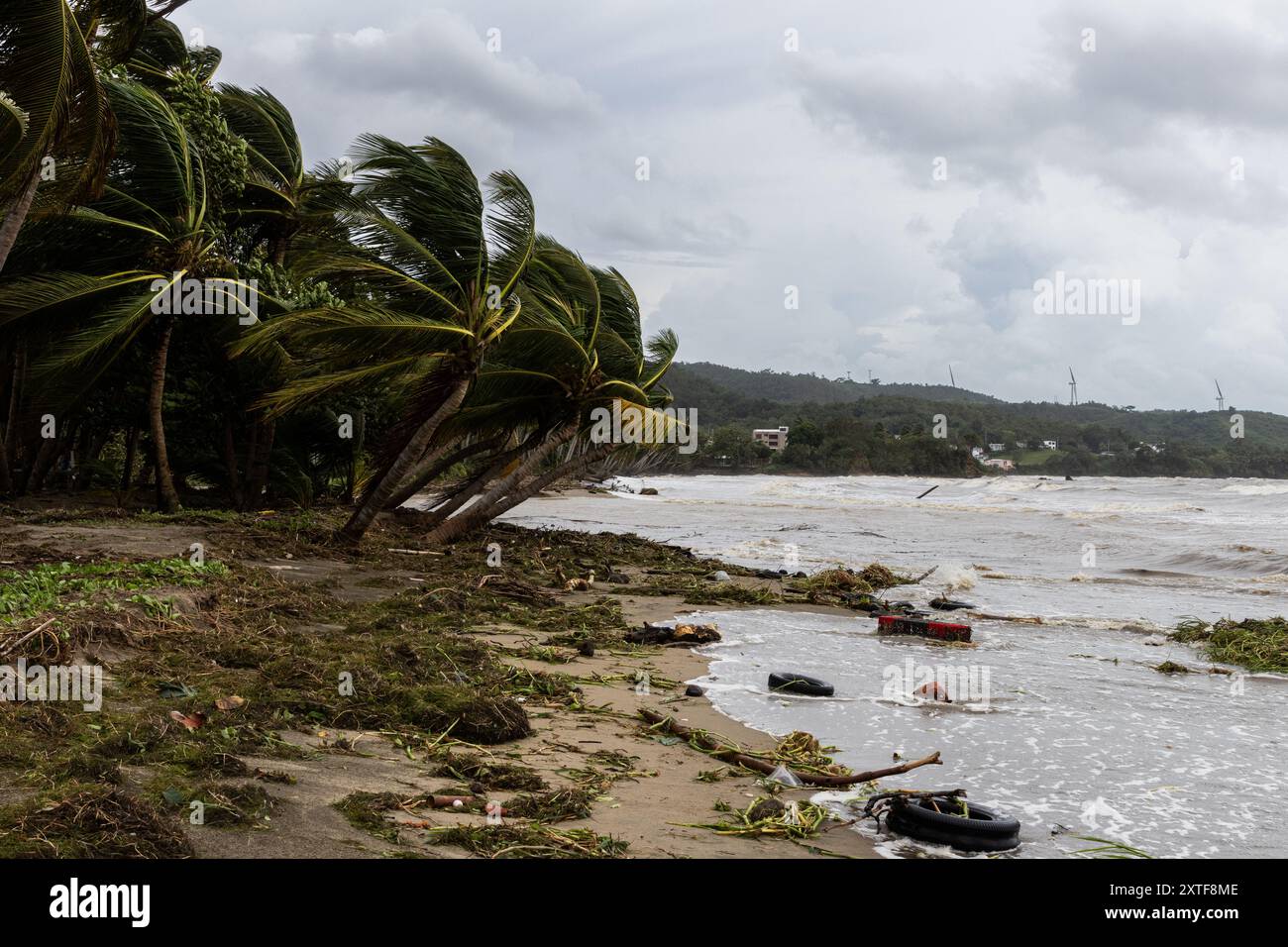 Naguabo, USA. 14th Aug, 2024. Debris washed ashore because of Tropical ...