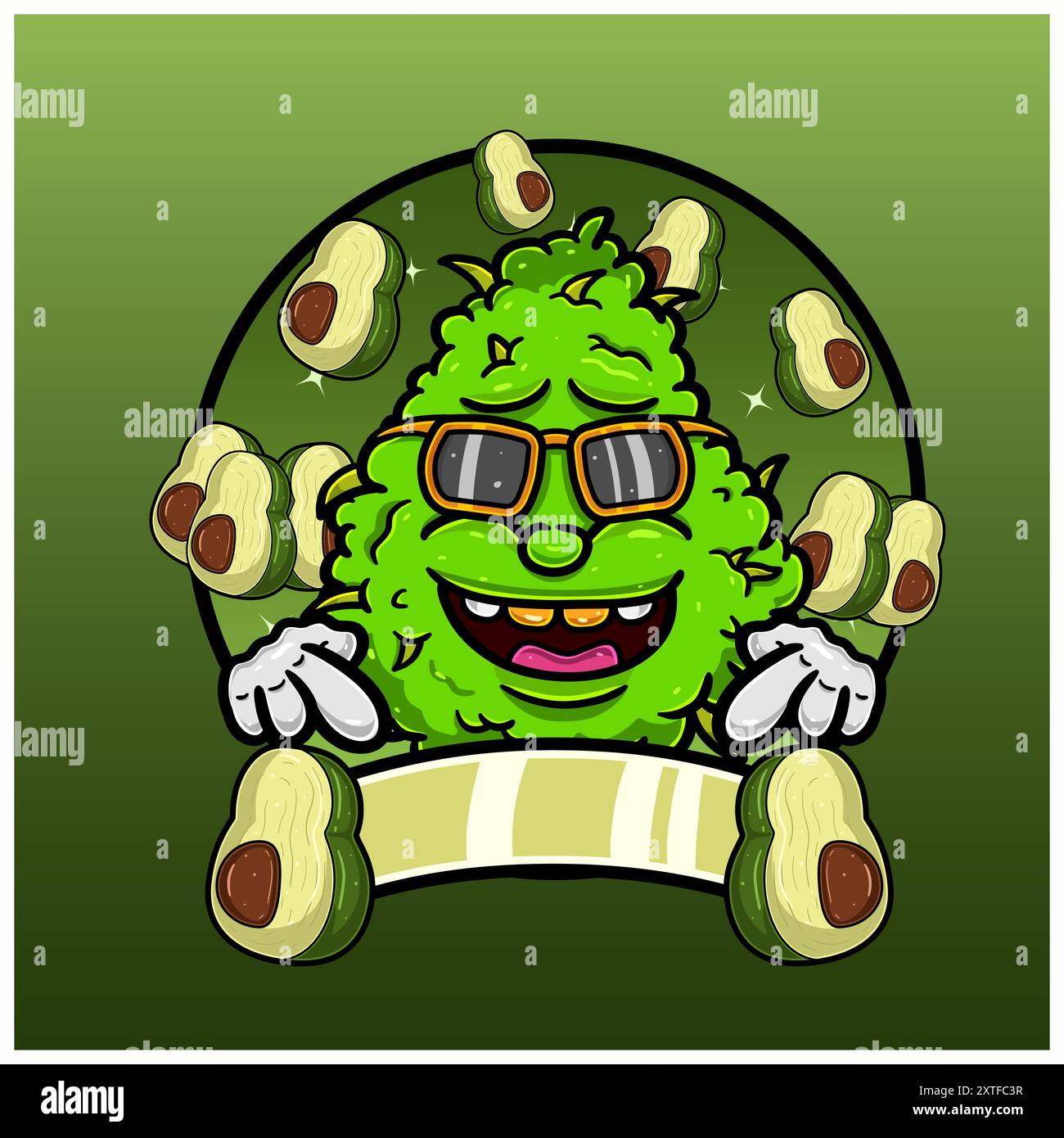 Weed Bud Cartoon With Avocado Flavor. Weed Design For Logo, Label and ...
