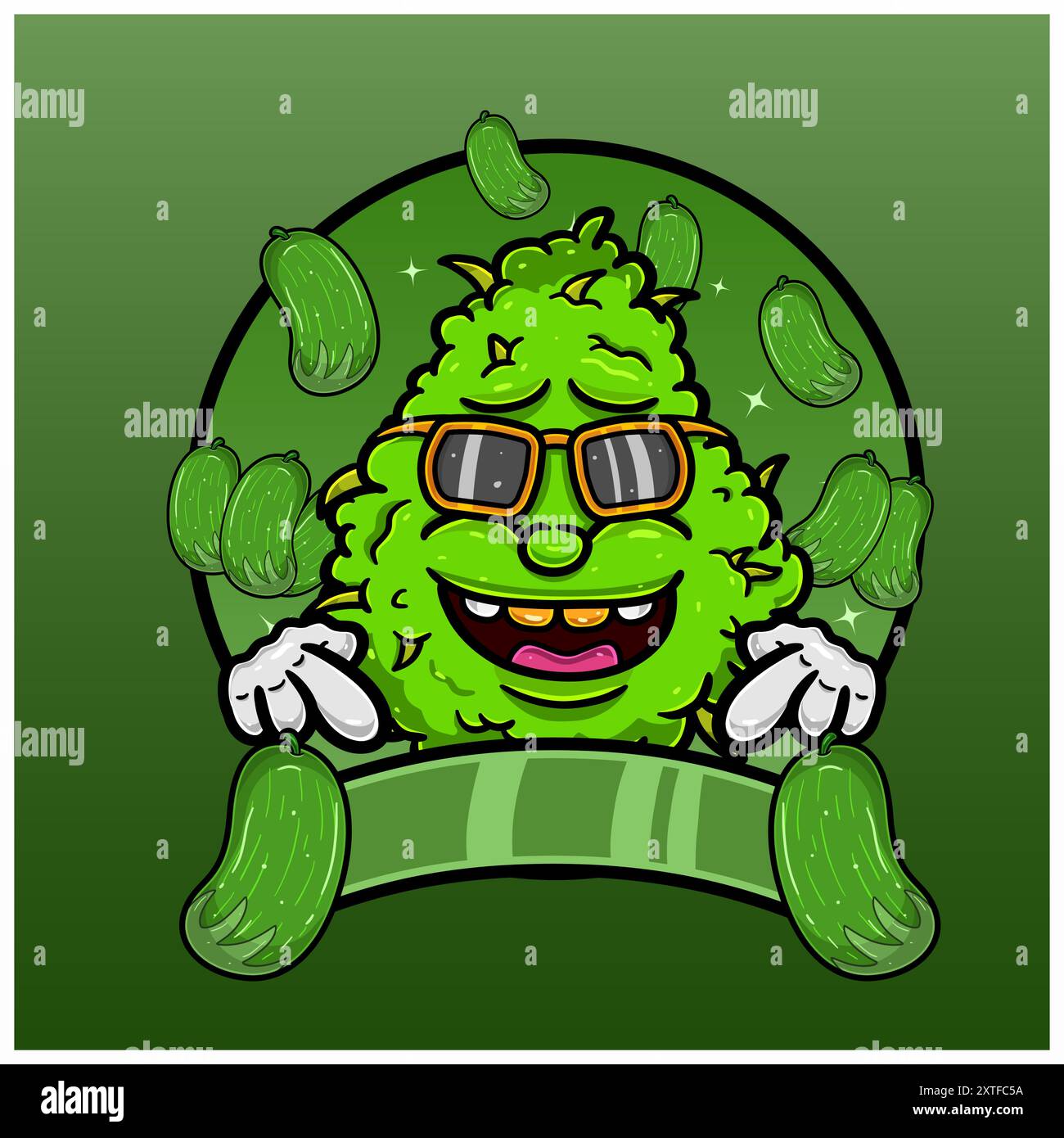Weed Bud Cartoon With Cucumber Flavor. Weed Design For Logo, Label and ...