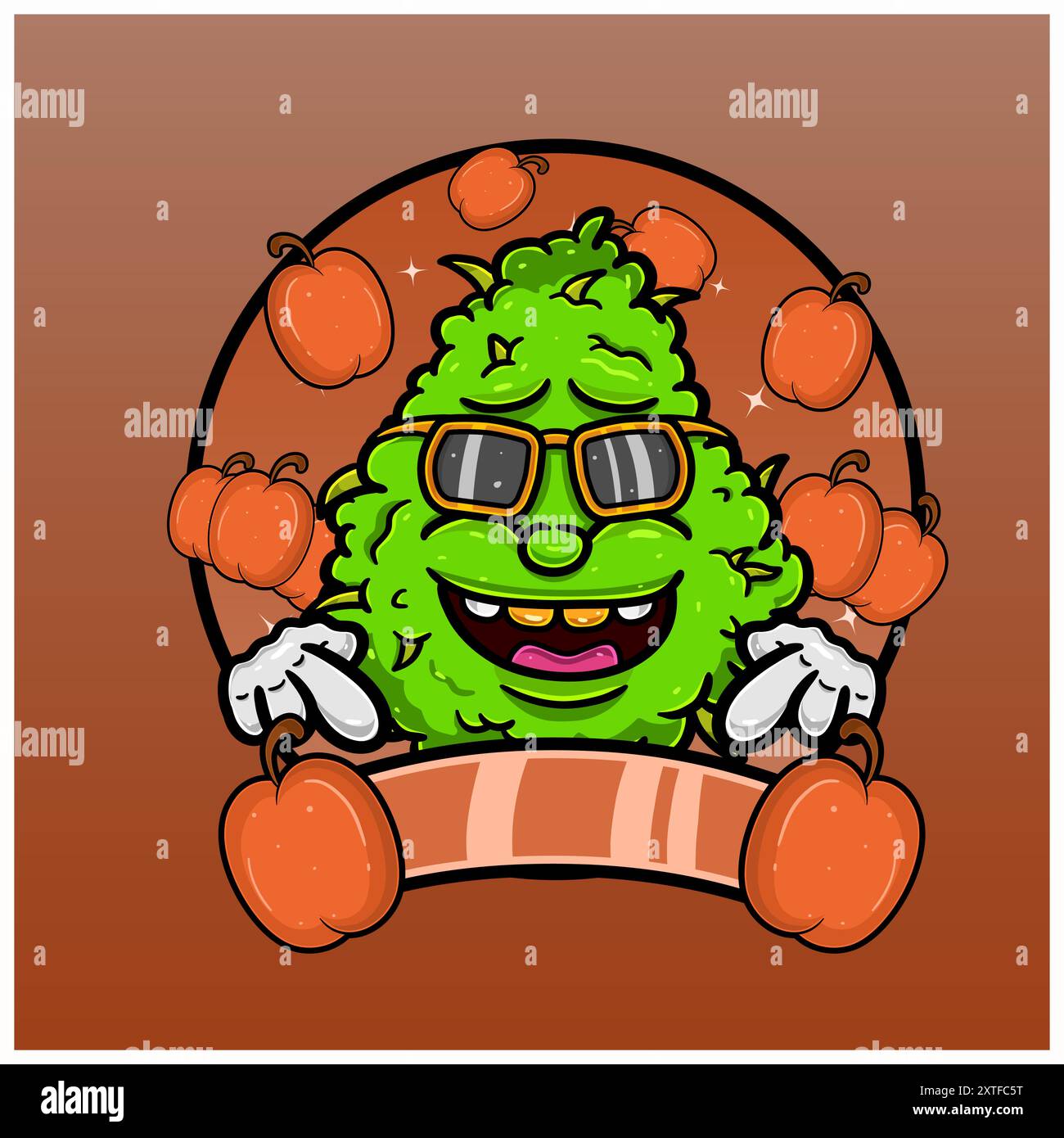 Weed Bud Cartoon With Peach Flavor. Weed Design For Logo, Label and ...