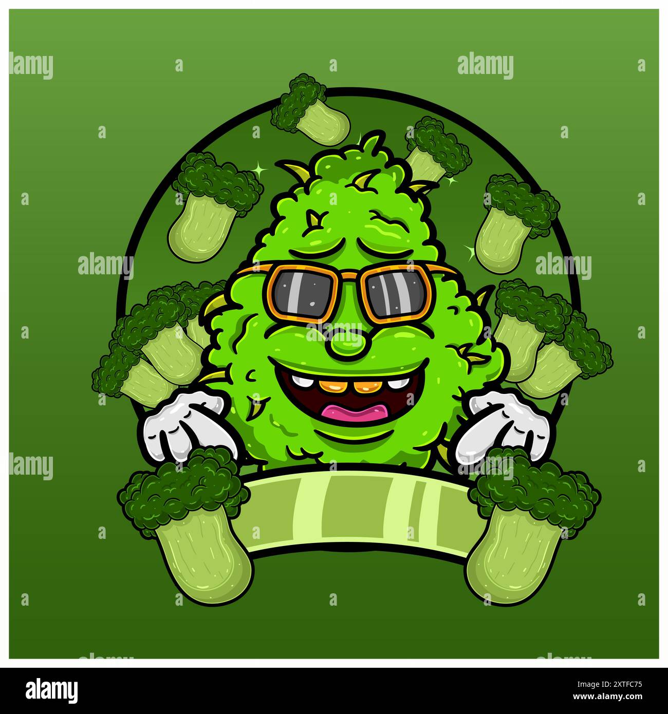 Weed Bud Cartoon With broccoli Flavor. Weed Design For Logo, Label and ...