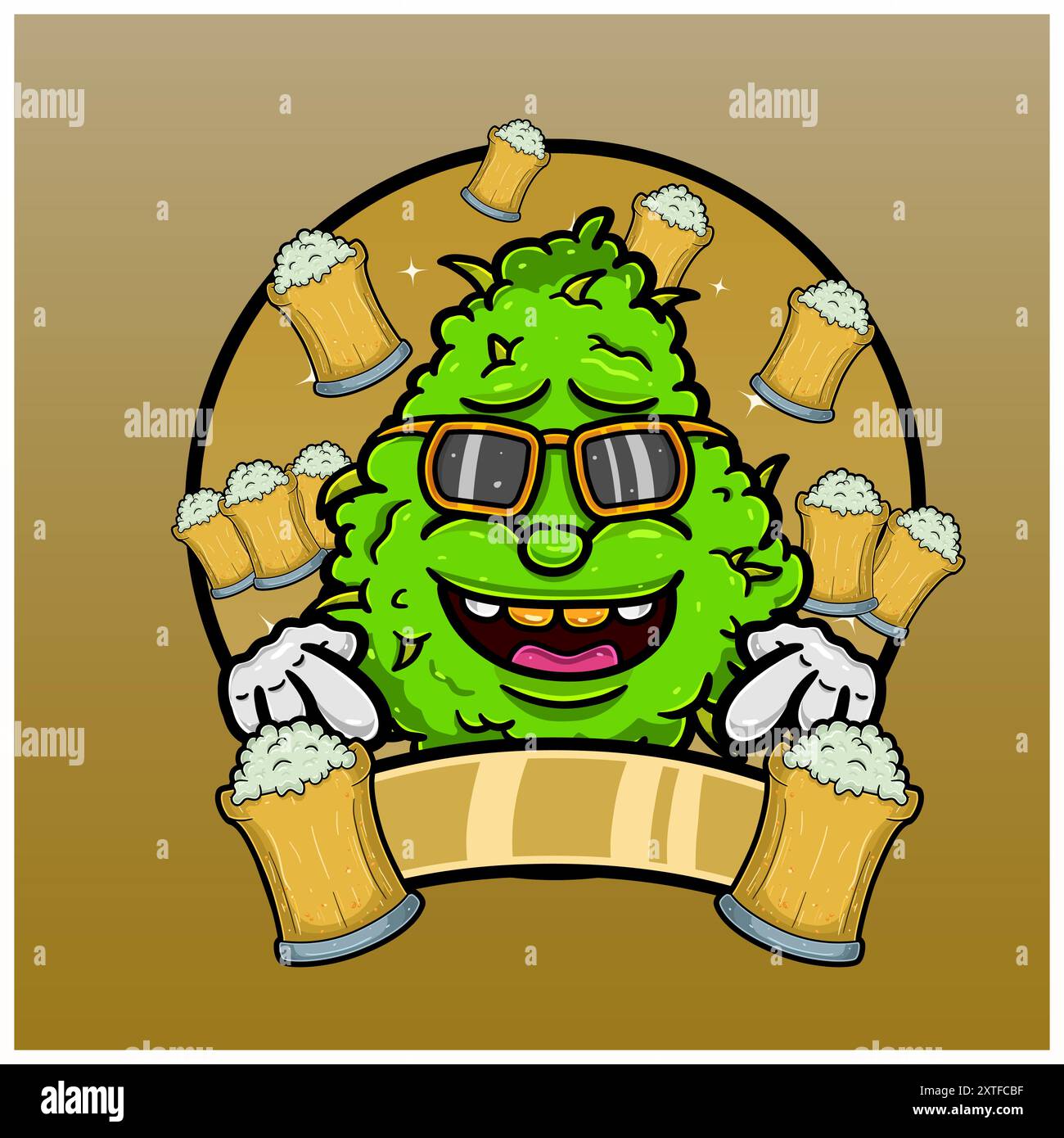 Weed Bud Cartoon With Root Beer Flavor. Weed Design For Logo, Label and ...