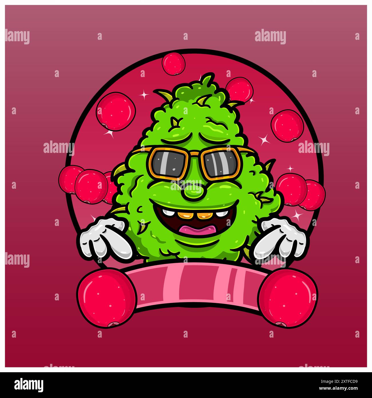 Weed Bud Cartoon With Cranberry Flavor. Weed Design For Logo, Label and ...