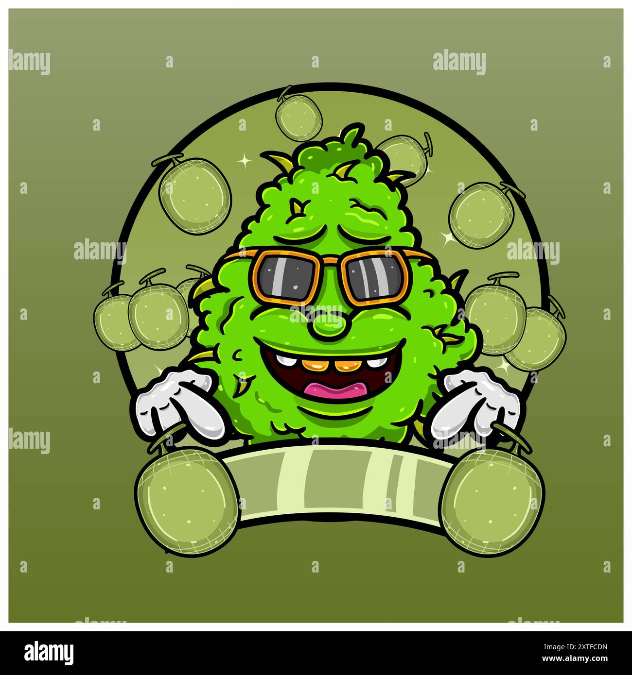 Weed Bud Cartoon With Melon Flavor. Weed Design For Logo, Label and ...
