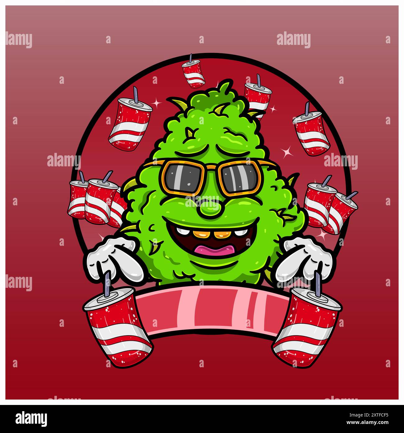 Weed Bud Cartoon With Cola Flavor. Weed Design For Logo, Label and ...